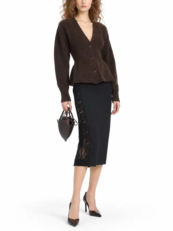 ROTATE BY BIRGER CHRISTENSEN Cardigan In Maglia Con Volant - Brown