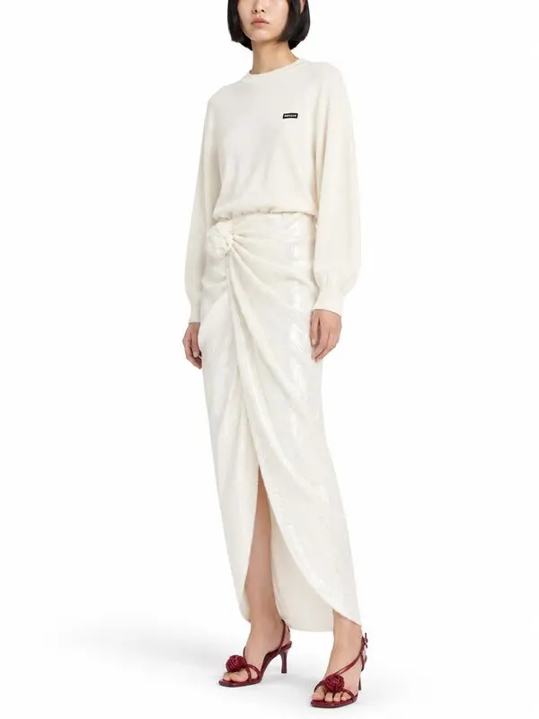 ROTATE BY BIRGER CHRISTENSEN Gonna Con Nodo E Paillettes - White
