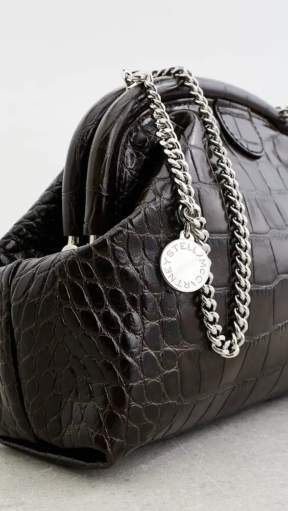 Stella McCartney Falabella Soft Faux Leather Croc Clutch With Chain