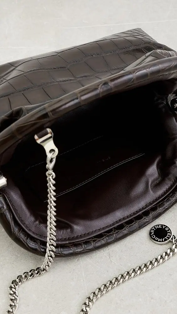 Stella McCartney Falabella Soft Faux Leather Croc Clutch With Chain