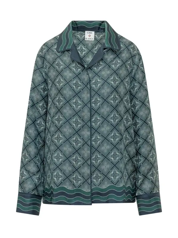 Casablanca Casual Silk Pajama Shirt - Green