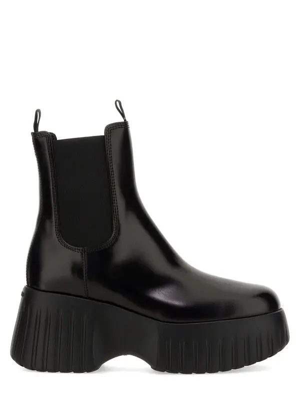 Hogan H-stripes Wedge Chelsea Boots - Black
