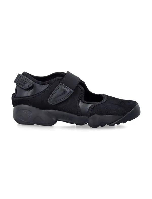 Nike Rift-inspired Faux Pony Hair Split-toe Sneakers With Elastic Strap - Nero
