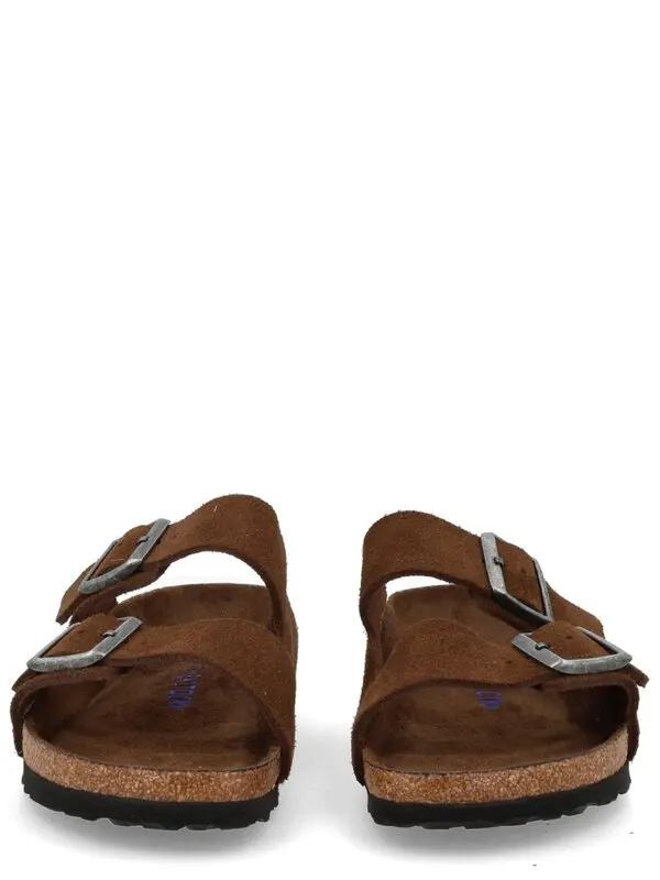BIRKENSTOCK Suede Double-buckle Slide Sandals - Brown
