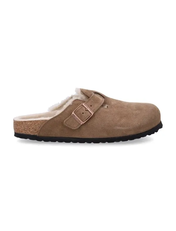 BIRKENSTOCK Shearling-lined Suede Clog Mule - Dark Tea