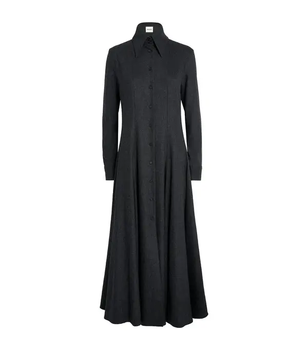 Khaite Virgin Wool-cashmere Blend Ricky Shirt Dress