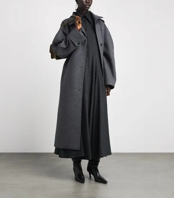 Khaite Virgin Wool-cashmere Blend Ricky Shirt Dress