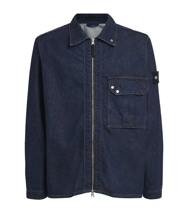 Stone Island Zip-up Denim Overshirt