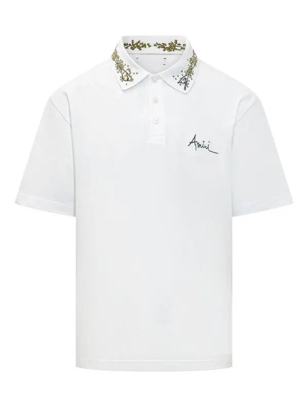 Amiri Classic Embroidered Polo - White