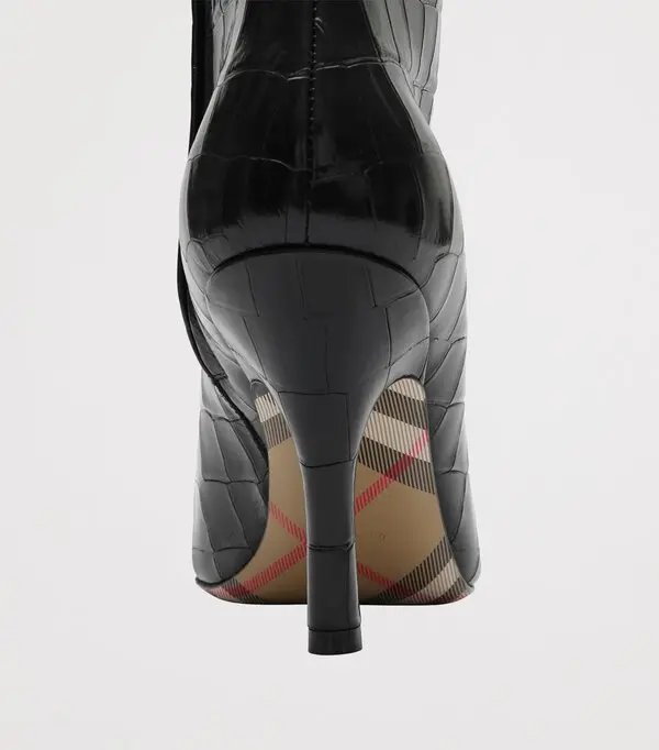 Burberry Croc-embossed Leather Dame Ankle Boots 90