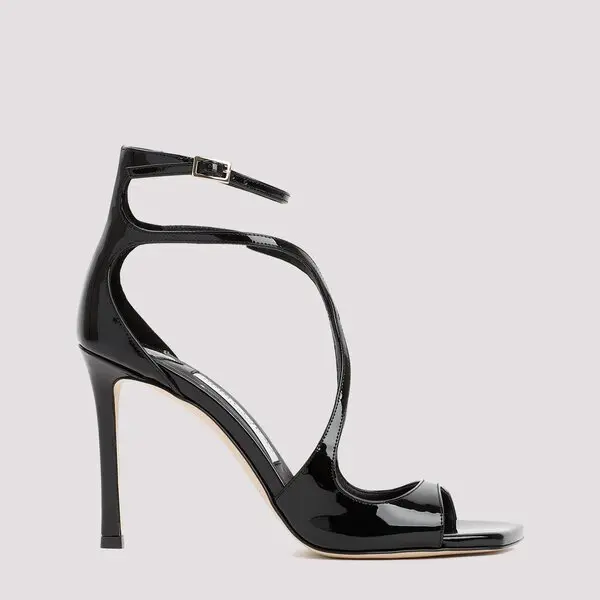 JIMMY CHOO Azia 95 Patent Leather Sandal - Black