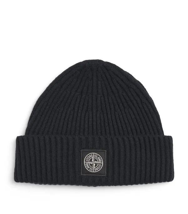 Stone Island Virgin Wool Logo Beanie