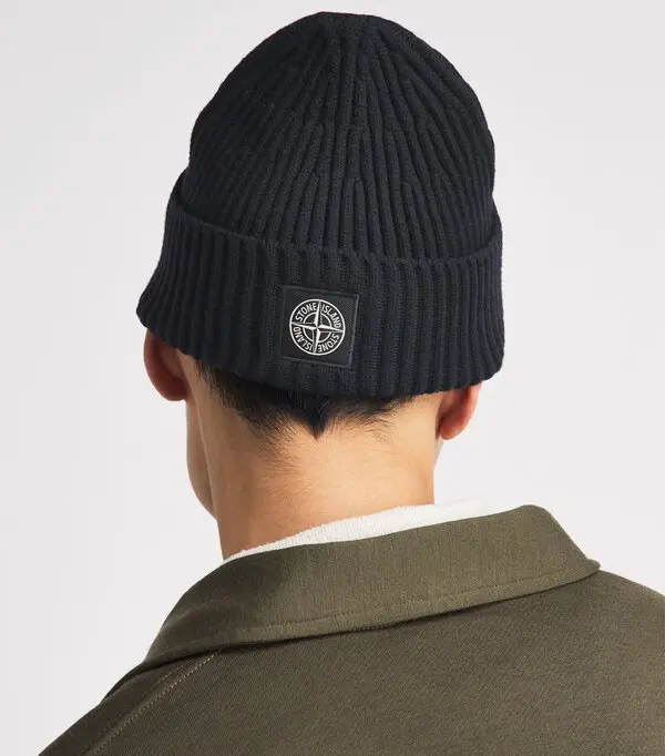 Stone Island Virgin Wool Logo Beanie