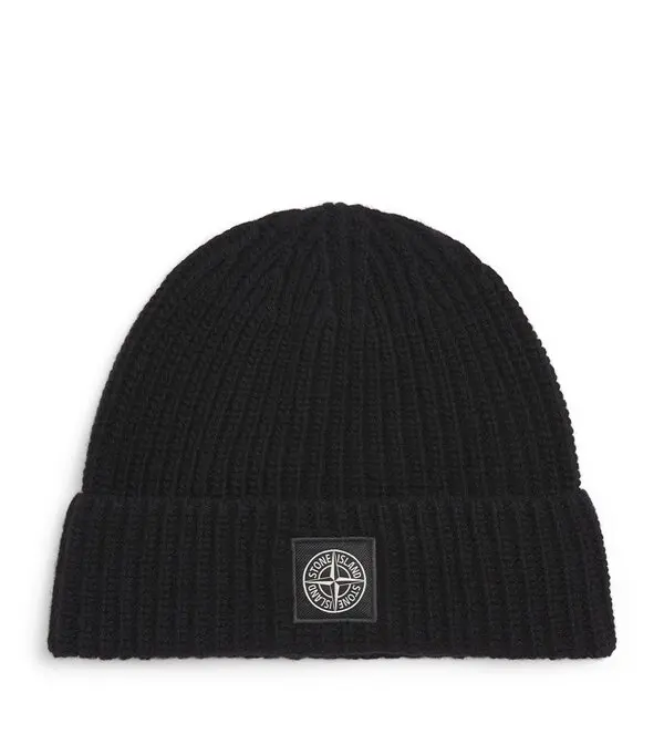 Stone Island Virgin Wool Logo Beanie