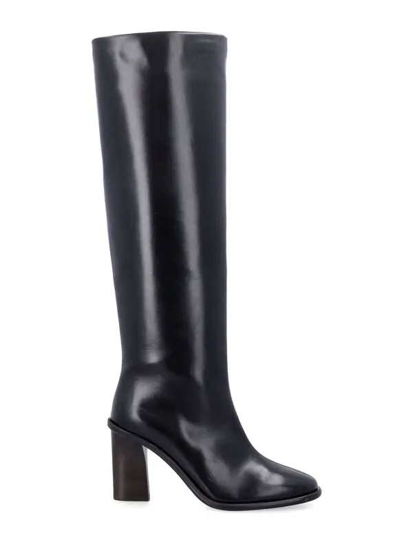 Soeur Tall Leather Block-heel Boots - Nero