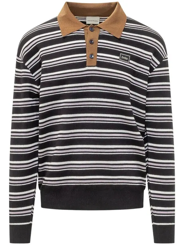 Drole De Monsieur Wool & Viscose Polo Shirt - Navy