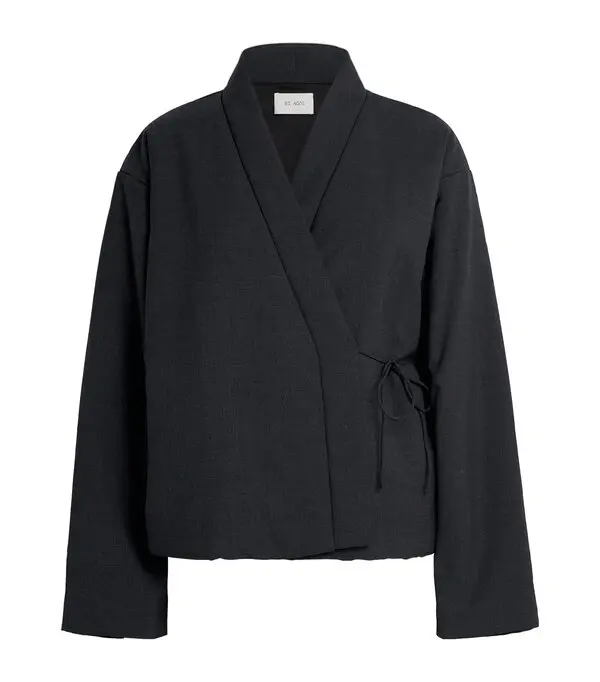 ST. AGNI Wool-blend Pillow Wrap Jacket - Black