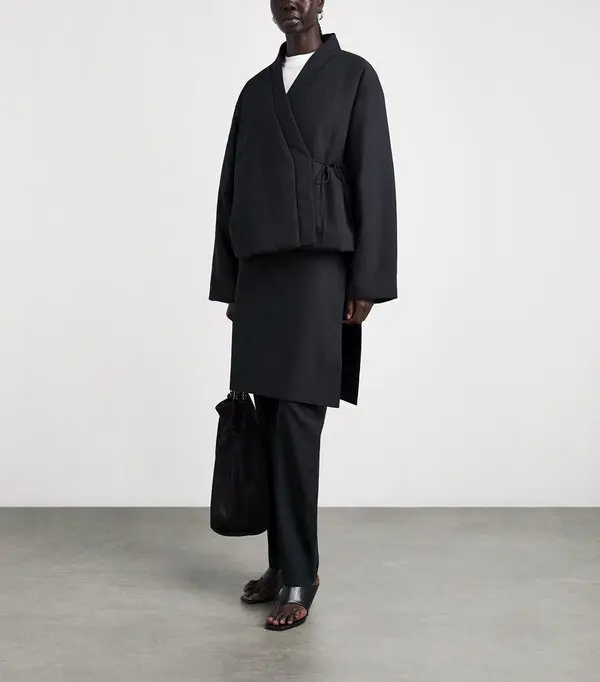 ST. AGNI Wool-blend Pillow Wrap Jacket - Black