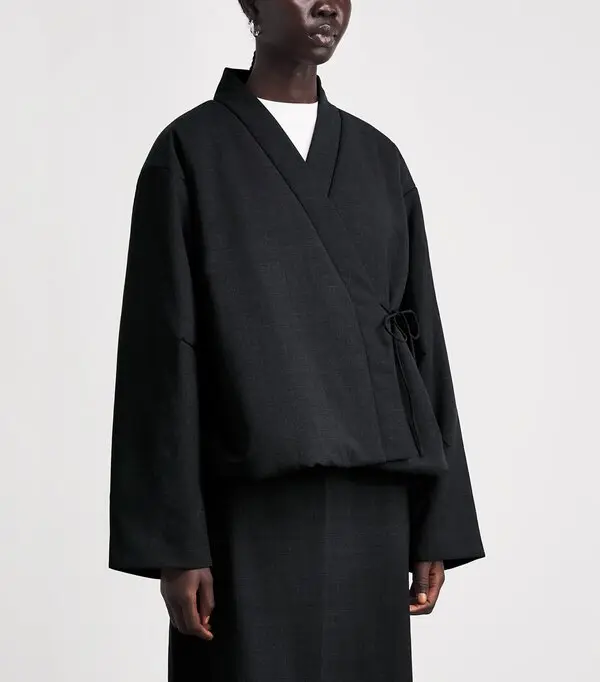 ST. AGNI Wool-blend Pillow Wrap Jacket - Black
