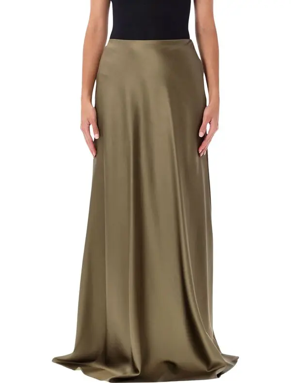 Ralph Lauren Masina Flared Maxi Skirt With Lustrous Finish - Verde