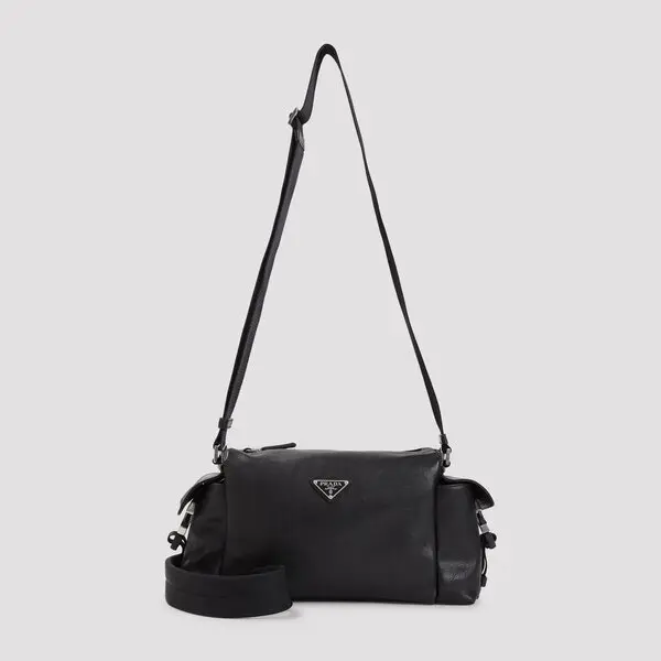 Prada Leather Crossbody Messenger Bag 24/32 Cm X 17 Cm X 12 Cm