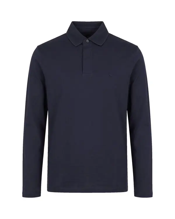 Emporio Armani Long Sleeve Polo Shirt - Blue Navy