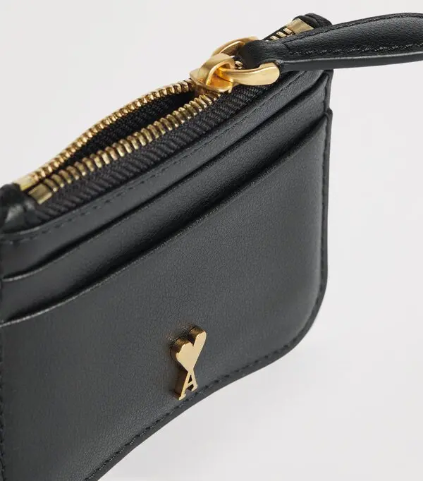 AMI Paris Leather Paris Zipped Card Holder