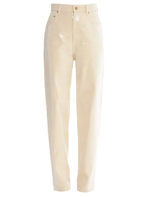 GOLDEN GOOSE Kim" Pants With Sequins - Ivory