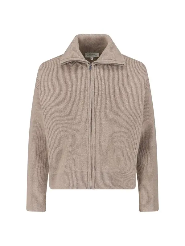 Studio Nicholson Ribbed Knit Zip Fastening Point Collar Sweater With Long Sleeves