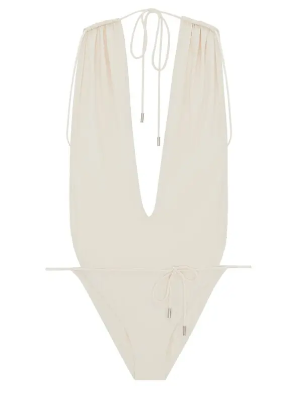 Saint Laurent High-leg One-piece Swimsuit - White