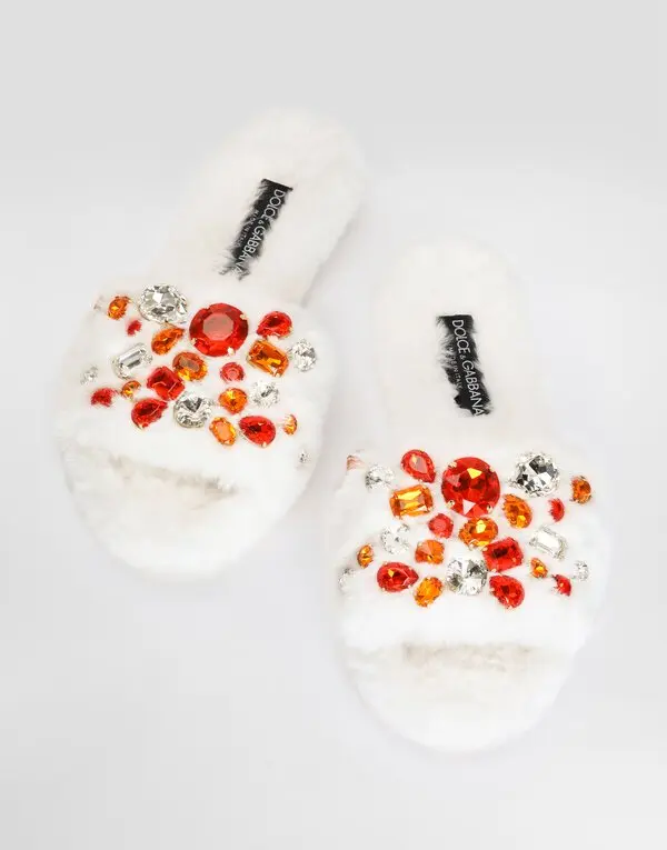 Dolce & Gabbana Flat Faux-fur Slippers