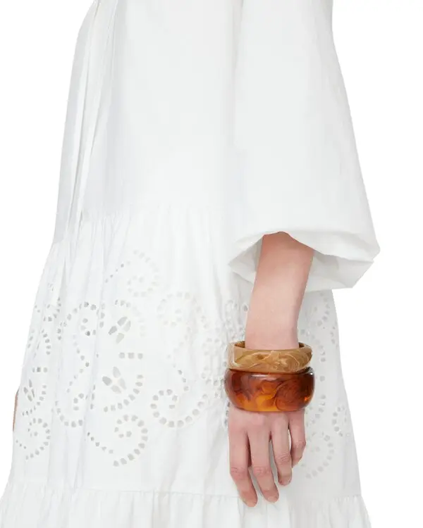 JOVONNA LONDON Cotton Eyelet V Neck Midi Dress