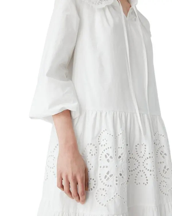 JOVONNA LONDON Cotton Eyelet V Neck Midi Dress
