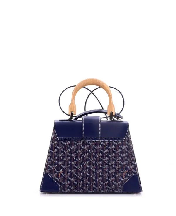 Goyard Pm Saigon Top Handle Bag Coated Canvas With Leather - Blue