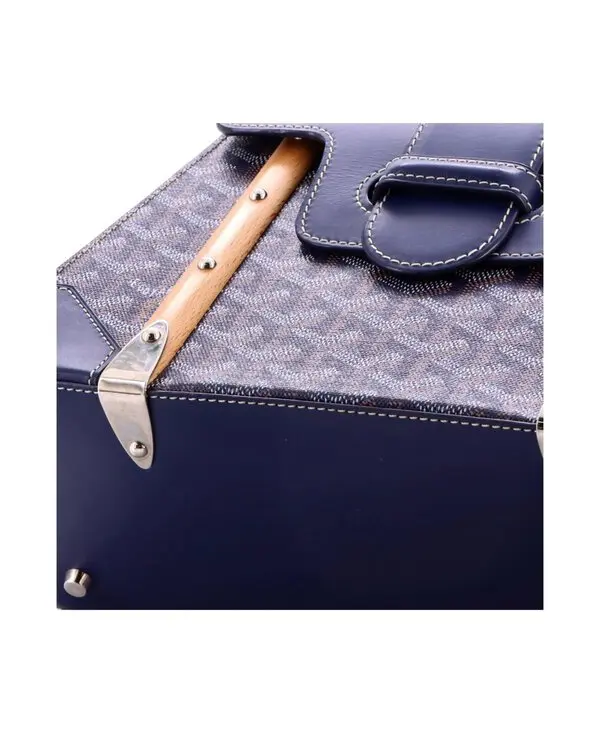 Goyard Pm Saigon Top Handle Bag Coated Canvas With Leather - Blue