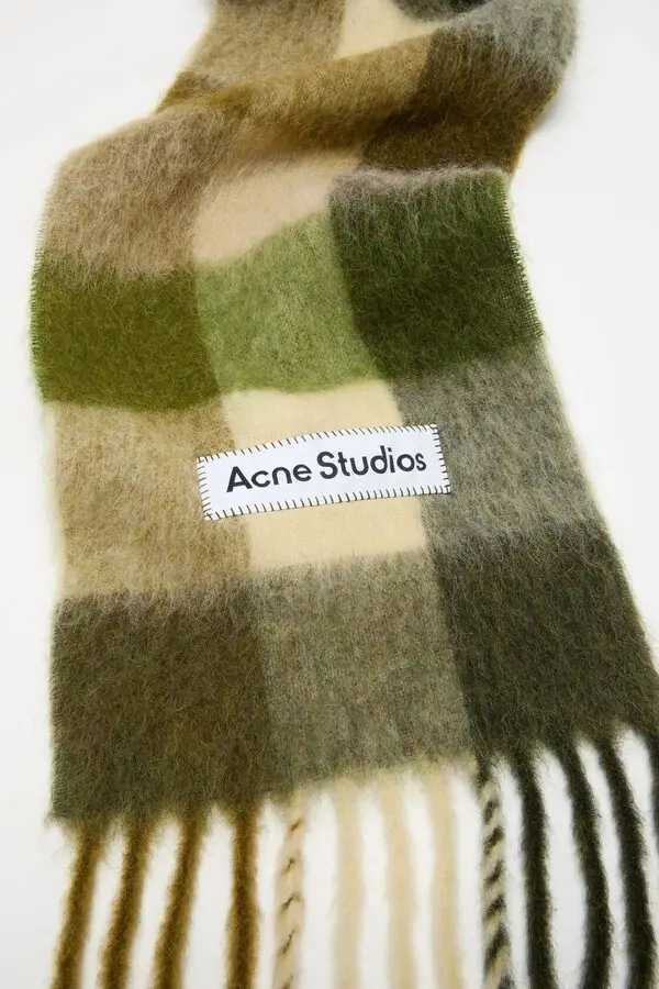 Acne Studios Mohair Check Scarf - Green/gray/black