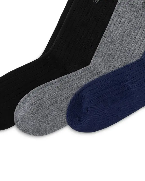 Polo Ralph Lauren Soft Touch Rib Slack Crew Socks, Pack Of 3 - Navy Black