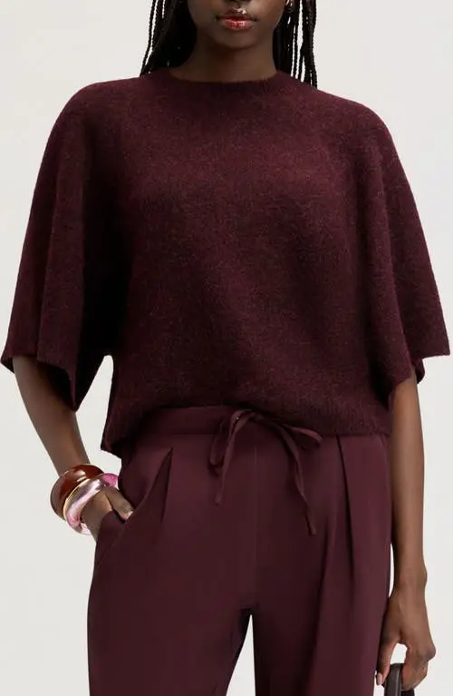 Sam Edelman Short Sleeve Cape Sweater - Dark Cherry