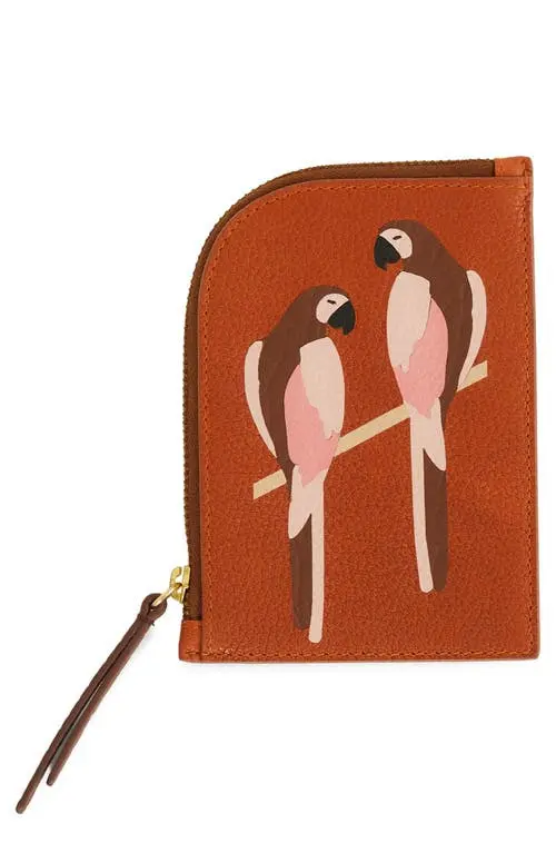 Farm Rio Zip Leather Card Case - Macaw