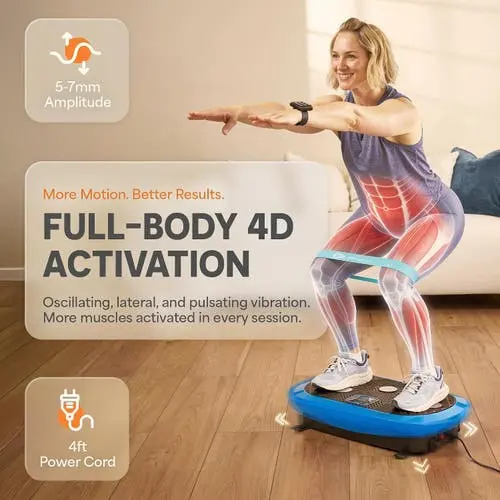 LIFEPRO Rumblex Plus Mini 4d Vibration Plate Exercise Machine 3 Motors - Blue