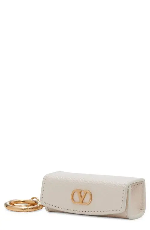 Valentino Garavani Vlogo Lipstick Leather Keychain - Light Ivory