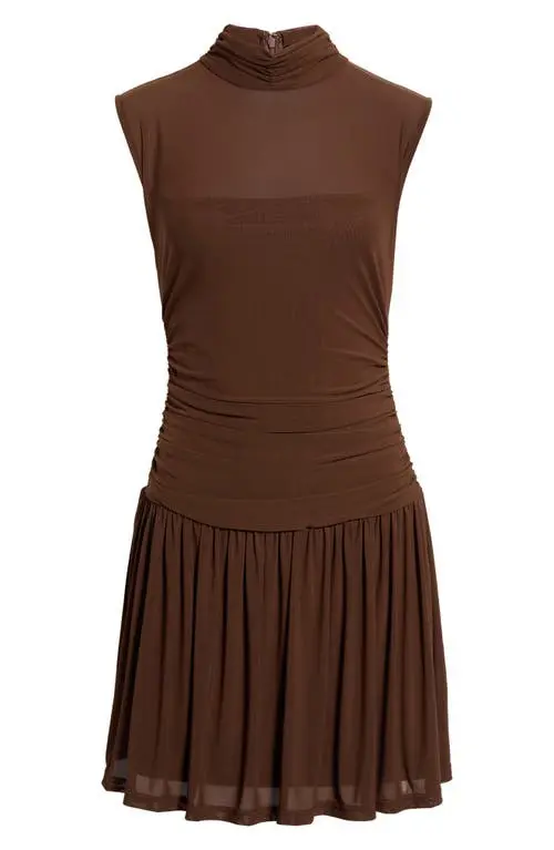 PETAL & PUP Alma Mesh Mock Neck Minidress