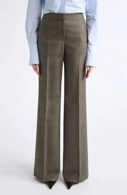 Lafayette 148 New York Lafayette Plaid Flare Leg Wool Pants