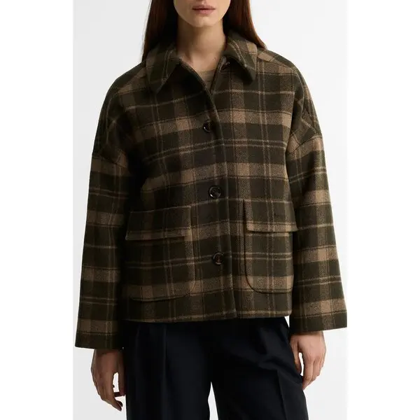 Barbour Myla Checked Wool Blend Coat