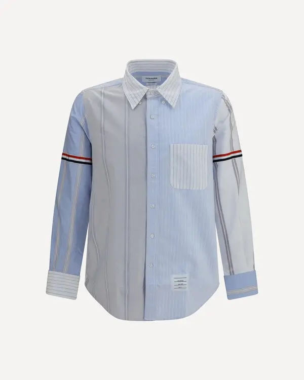 Thom Browne Funmix Striped Oxford Shirt - Light Blue