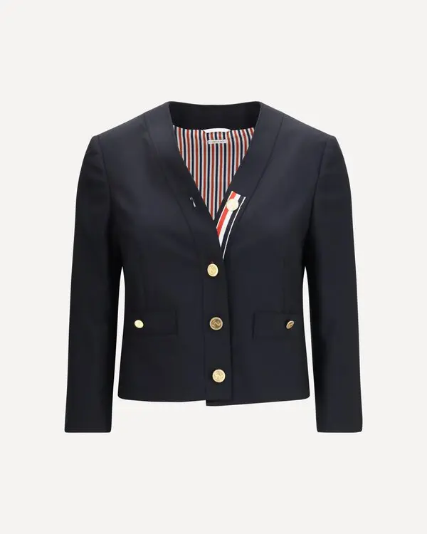 Thom Browne Hopsack Cardigan Jacket - Blue