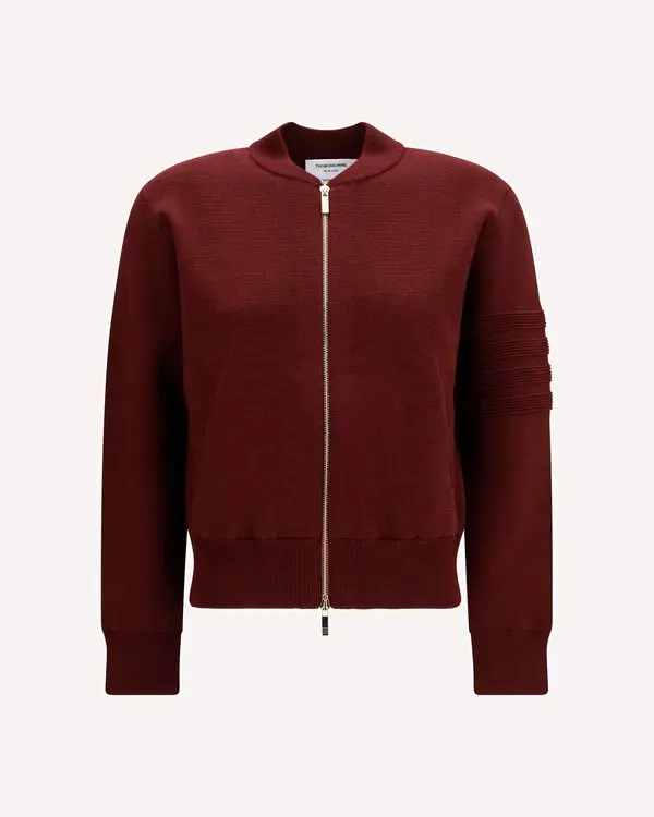 Thom Browne Ottoman Milano Stitch 4-bar Bomber Jacket - Bordeaux