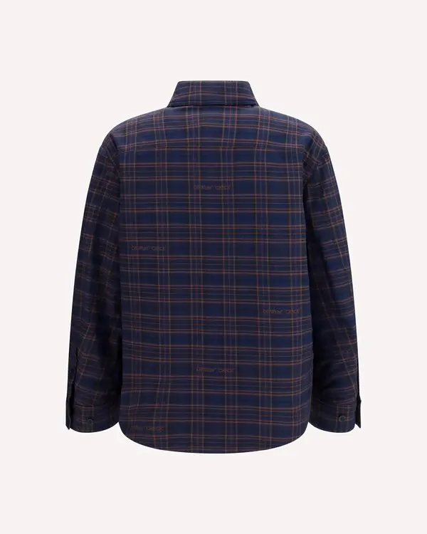 Off-White Oversized Padded Flannel Shirt - Blue
