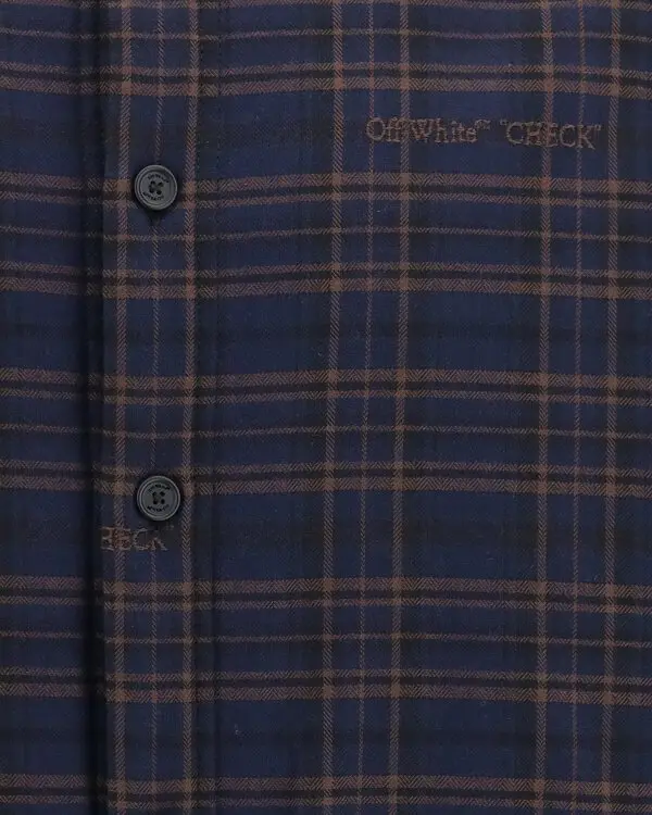 Off-White Oversized Padded Flannel Shirt - Blue