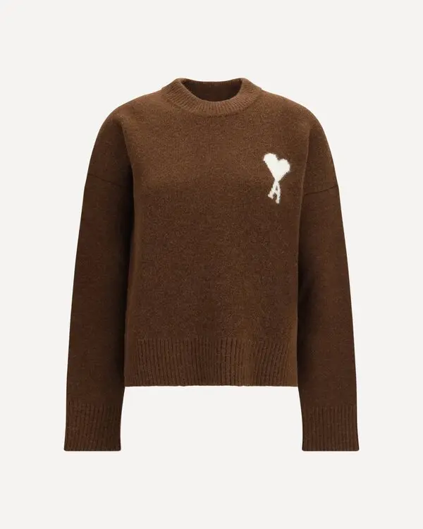 AMI Paris De Coeur Sweater - Brown